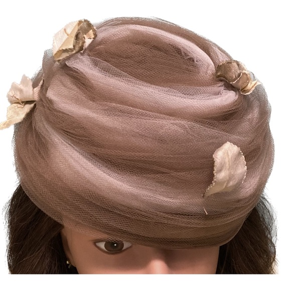 Vintage | Accessories | Vintage Roni Swirl Tulle Net Ladies Hat Brown ...